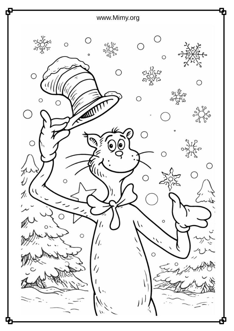Winter Theme - Cat In The Hat Coloring Pages