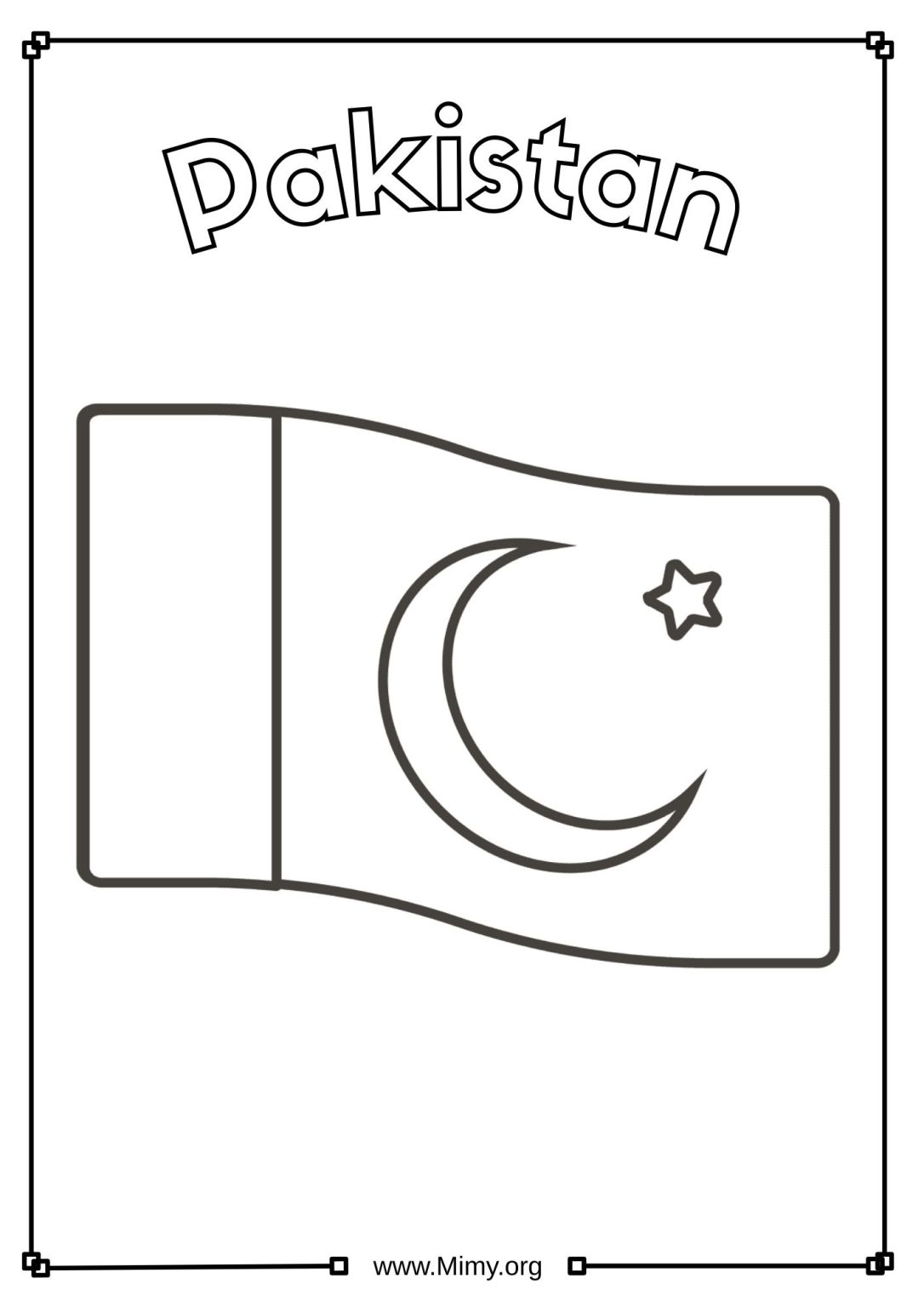 Pakistan Flag - Coloring Pages ( Free Printable PDF Download )